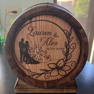 Wedding Barrel Card Box 10L, Personalized Oak Whiskey Barrel Box, Wine ...