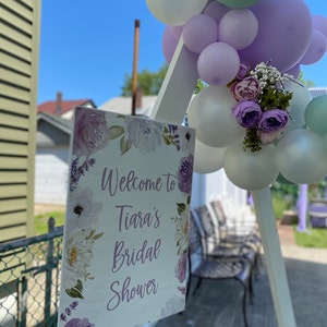 Lavender Purple Baby Shower Invitations Watercolor Florals Edit ...