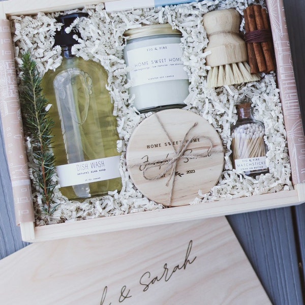 Personalized Housewarming Gift Box With Custom Engraved Coasters ...