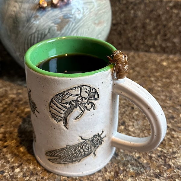 Gone Fishing Mug Handmade Pottery Fishing Art, Rainbow Trout Art, Worm ...