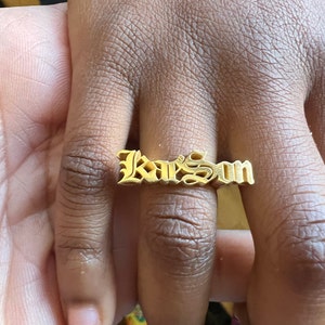 14K Gold Name Ring, Custom Name Ring, Stackable Name Ring, Gift for Her ...