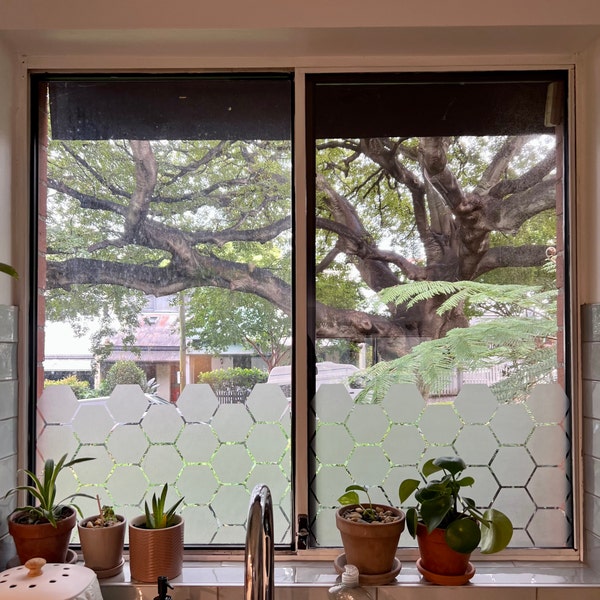 Honeycomb Frosted Window Film, Geometric Hexagon Film for Glass Door ...