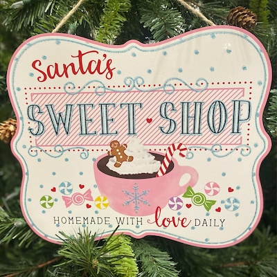 Christmas Sign, Santa Sign, Santas Sweet Shop Sign, Gingerbread Man ...