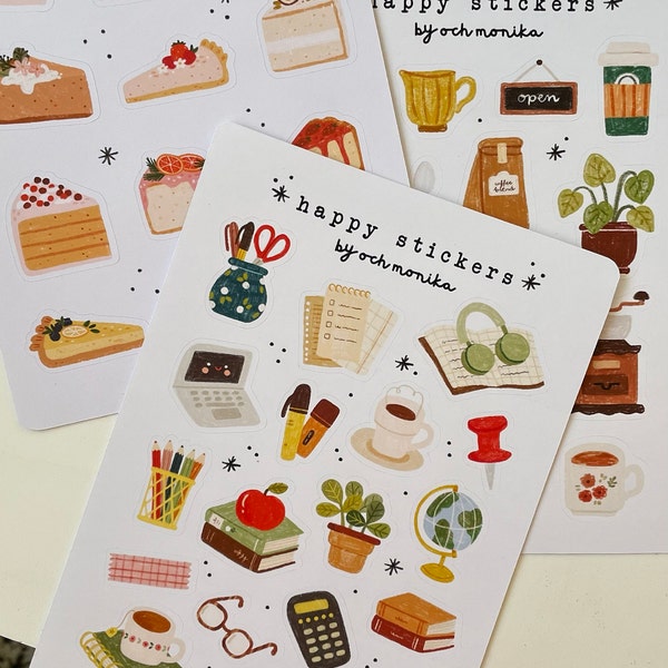 3 Matte Sticker Sheets, Sticker Pack, Sticker Bundle, Cute Stickers ...