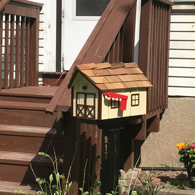 Standard Wooden Mailbox W/ Cedar Shake Roof - Etsy