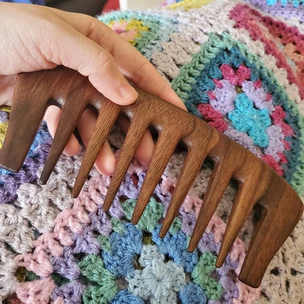 Witches Comb :) - Wide Tooth Curly Hair Walnut Comb - Handmade Comb ...