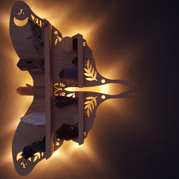 Coppermoon Brown Luna Moth Shelf, Luna Moth Lamp, Luna Moth, Wooden ...
