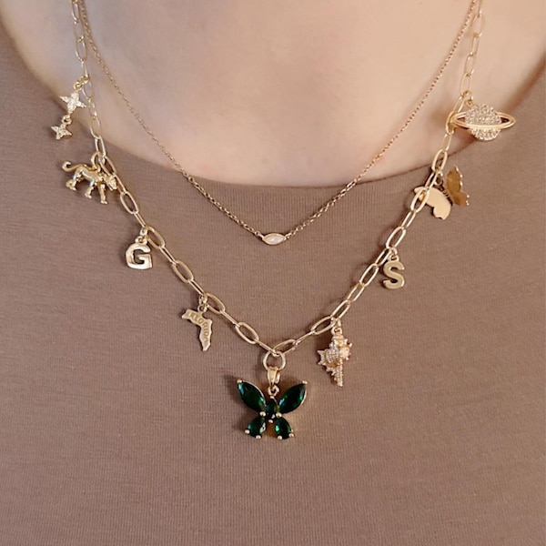 14k Gold Filled Personalized Initial Charm Initial Pendant,letter Charm ...