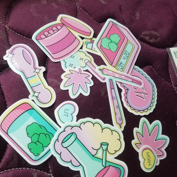 420 Medical Magic Girl Sticker Pack Marijuana Stickers Cute Weed ...