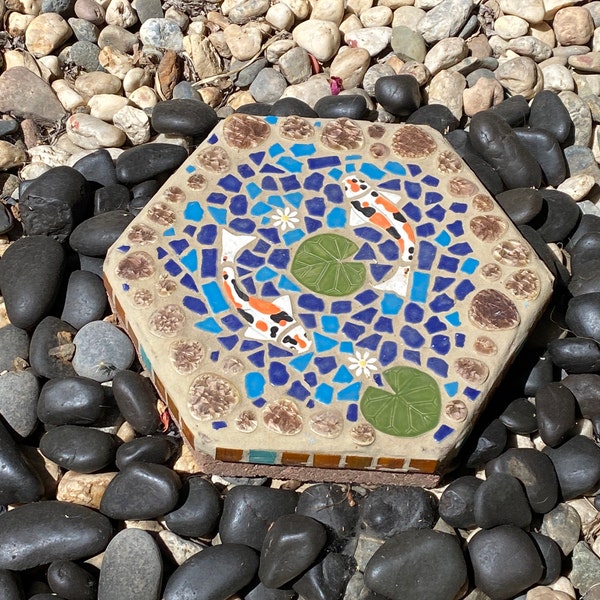 Handmade Ceramic Koi Carp Lily Pad and Lily Flower Tiles, Mosaic Making ...