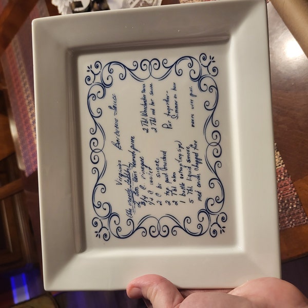 Full Color Ceramic Recipe Plate: Handwritten Family Recipe on Porcelain ...