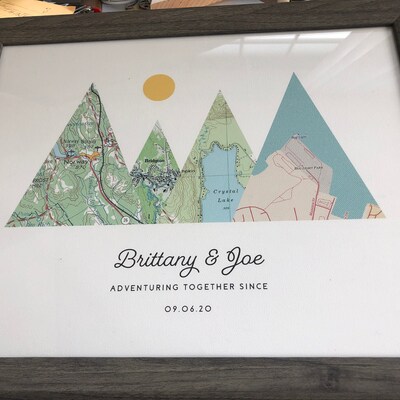 Adventure Together® Print, 4 Map Mountain Print, Personalized Map Art ...
