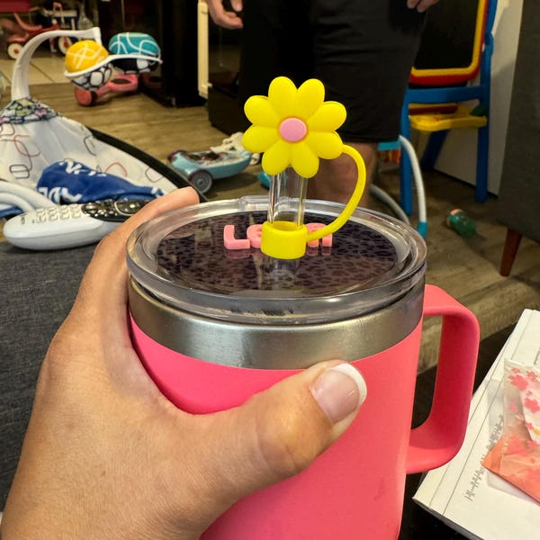 Retro Daisy Tumbler Straw Topper Floral Bottle Straw Cover Silicone ...