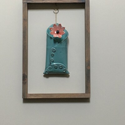 Stoneware Wall Pocket in Your Choice of Turquoise, Yellow or White - Etsy
