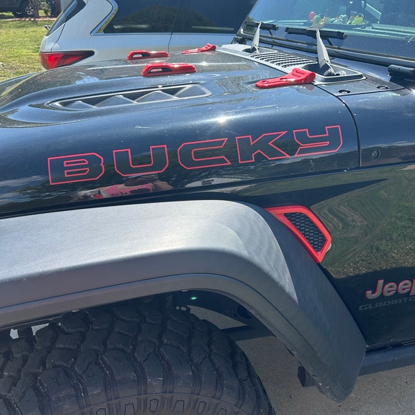Custom Black Lettering Sticker Decal for Hood With an Outline | Set of ...