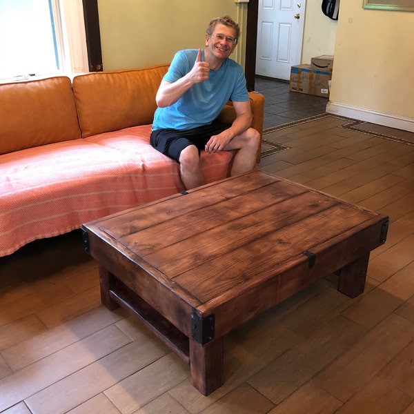 Rustic Coffee Table, Farmhouse Coffee Table, Rustic Industrial Coffee ...