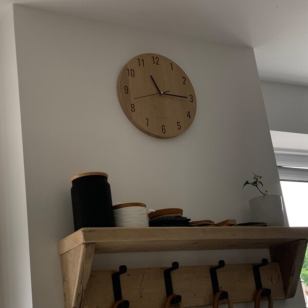 Modern Clock, Unique Wall Clock, Numbers Clock, Minimalist Oak Clock ...