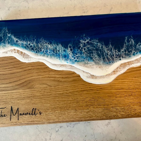 Wood Live Edge Floating Shelves With Ocean Waves Coastal Beachy Room ...