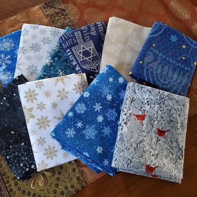 10 Fat Quarters Christmas Holiday Festive Winter Assorted Quality ...
