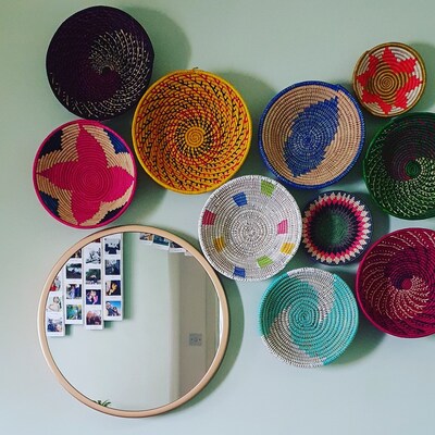 Handwoven Red Ugandan Wall Basket African Artisan Home Decor - Etsy