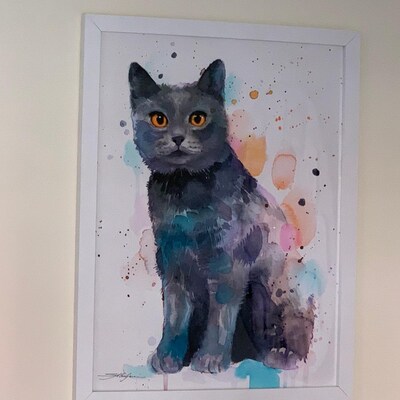 Chartreux Watercolor Painting Print by Slaveika Aladjova Art - Etsy