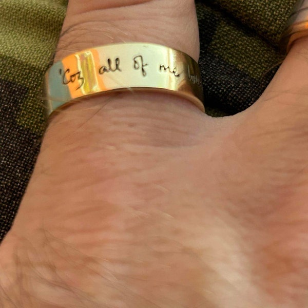 Personalized Engraved Handwriting Ring Wide Handwriting Band Custom ...