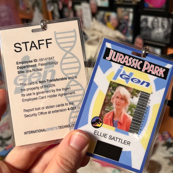 Jurassic Park Alan & Ellie Ingen ID Badge Set - Etsy