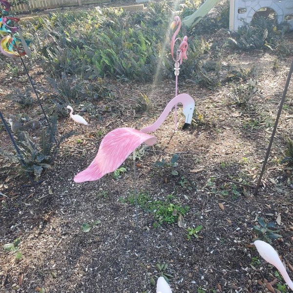 1 Large Egret Black Beak Bobbing Bird PVC Dancing Balancing Sculpture ...