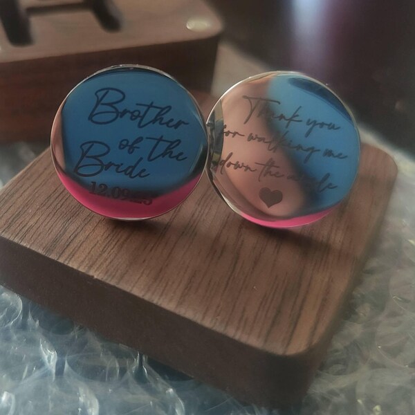 Custom Cufflinks - Engraved Box Optional, Personalized Wedding Day Cuff ...