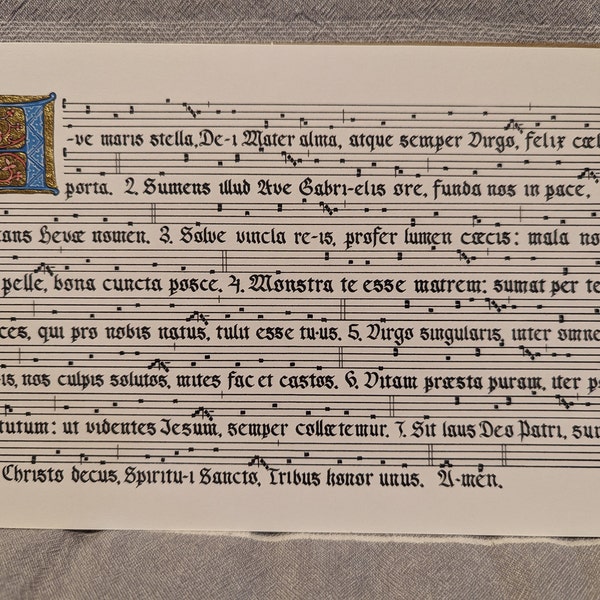 Ave Maris Stella Print: Catholic Gregorian Chant Calligraphy Art - Etsy