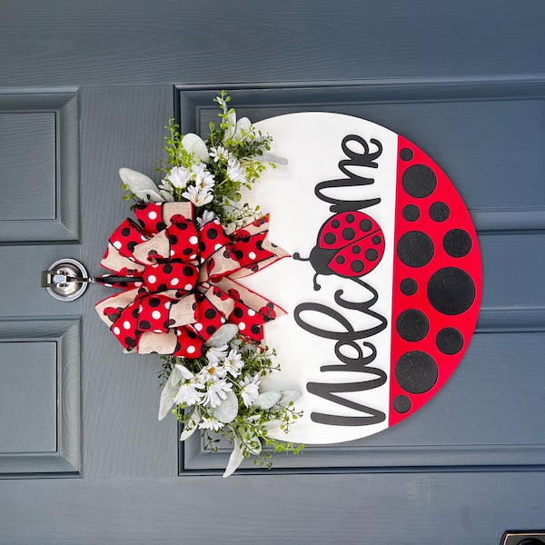 Front Door Decor | Ladybug | Year Round Wreath | Door Hanger | Front ...