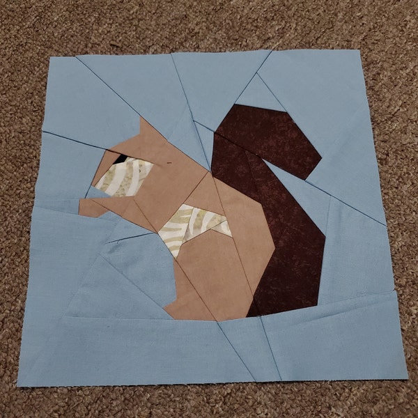 Squirrel Quilt Block, Paper Pieced Quilt Pattern, PDF Pattern, Instant ...