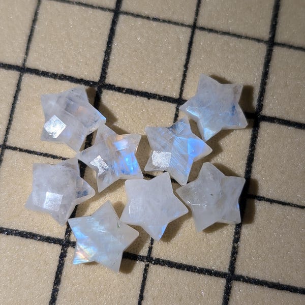 Natural Rainbow Moonstone Star Beads, Blue Flashy Carved Star Shape ...