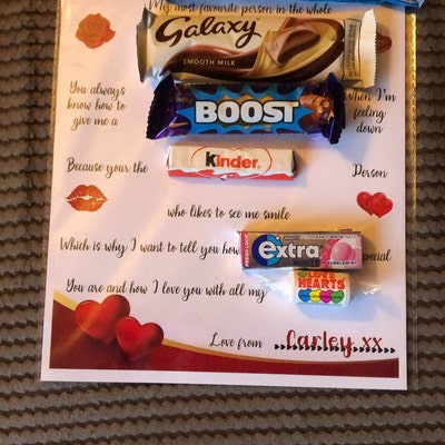 Valentines Chocolate Poem Chocolate Gift Be My Valentines - Etsy UK