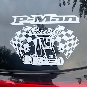 Personalized Racing Name With Checkered Flags Decal Sticker - Etsy