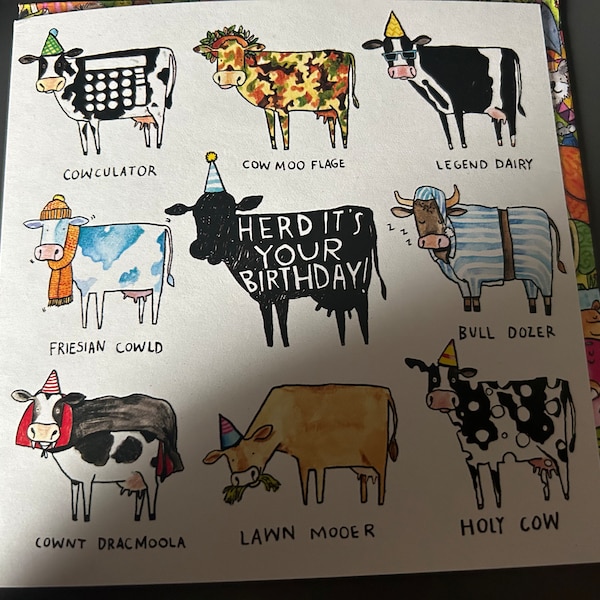 Herd It's Your Birthday * Cow Puns * Funny * Humour * Birthday Card ...