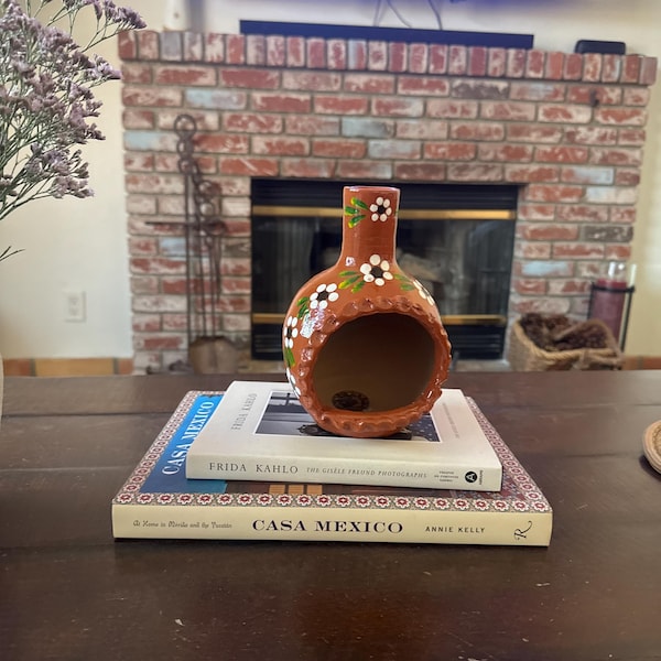 Mini Hand Painted Clay Chiminea, Daisy Mini Chimenea, Insense Burner ...