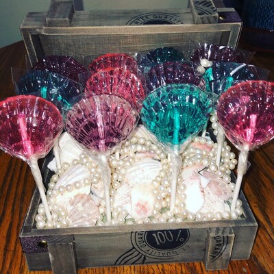 24 Pcs Clam Shell Lollipops for Mermaid Party, Ariel Party, and Beach ...