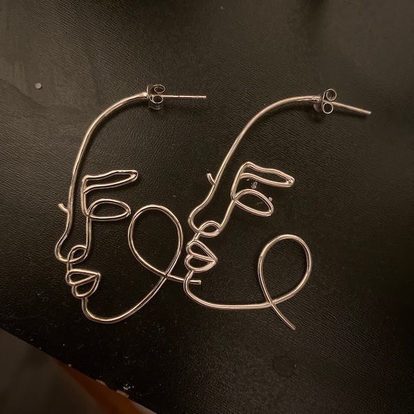 Abstract Face Hoops • Face Earrings • Abstract Earrings • Modern ...