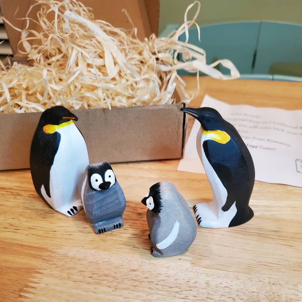 Emperor Penguin Family Wooden Animal | Waldorf Inspired | Handmade With ...