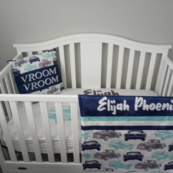 Car Crib Bedding Set, Baby Boy Crib Bedding, Truck Baby Bedding ...