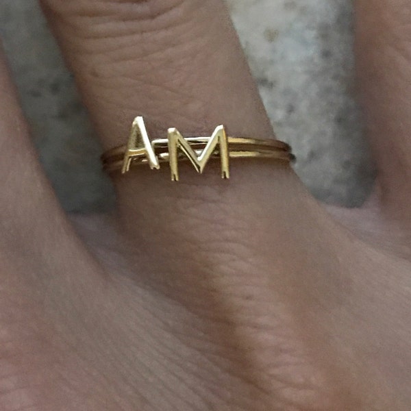Gold Letter Ring / 14K Solid Gold / Letter Ring / Initial Gold Ring ...