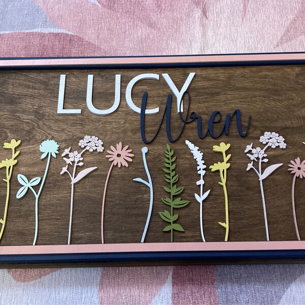 Wildflowers Nursery Sign Personalized, Wood Name Sign for Nursery - Etsy