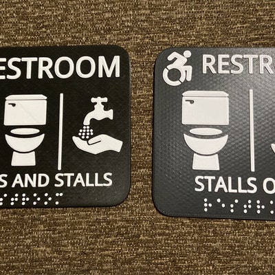Gender Neutral Bathroom URINALS AND STALLS Restroom Sign - Etsy