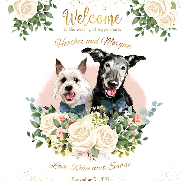 Wedding Welcome Sign Dog Welcome to Our Wedding Sign With Pet Welcome ...