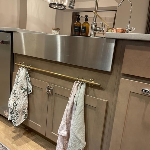 27 1/2" French Antique Café Rod, Pot Rack, Stair Rod With Fixing Loops ...