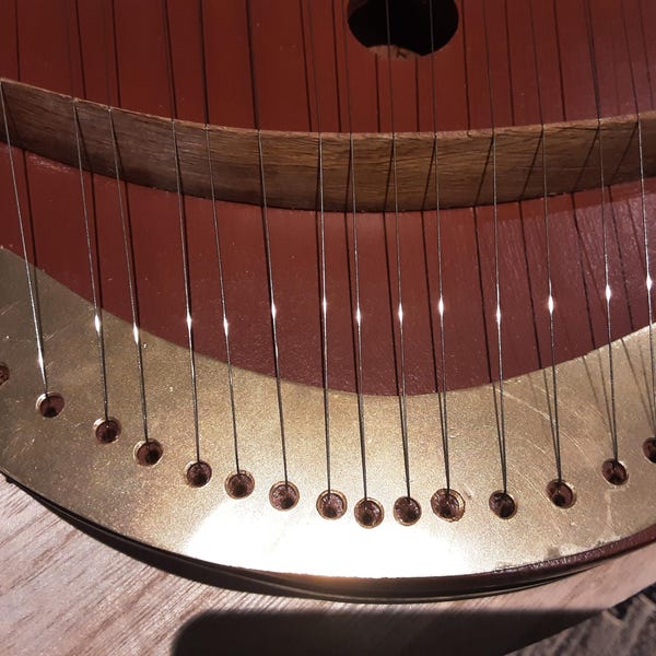 Brown Rosewood Flower Design Lyre Premium Quality Handmade 6 Metal ...