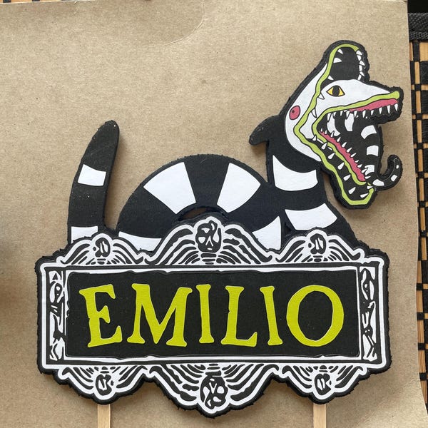 Sandworm Beetle Juice Sign Themed Personalized Party Cake Topper - Etsy