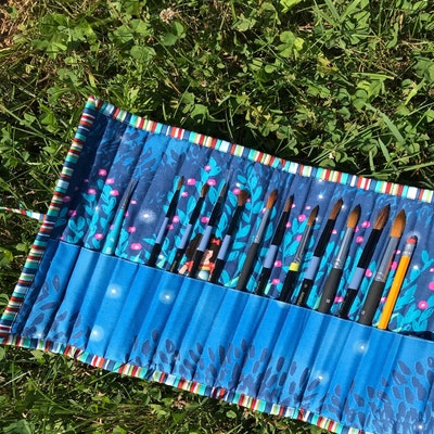 Pencil Roll, Artist Roll, Colored Pencil Roll for 24 Pencils, Fabric ...