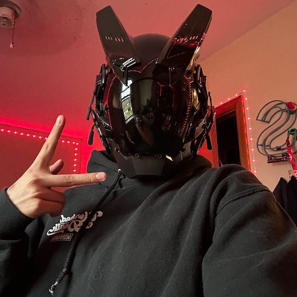 Black Cyberpunk Warrior Mask, Role Playing Helmet, Halloween Party ...